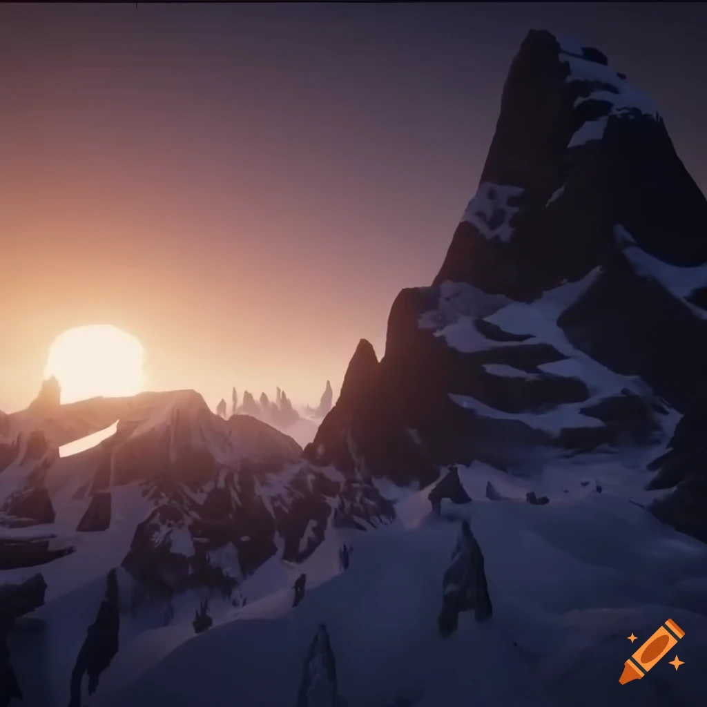 Unreal engine 5 low snowy mountains on Craiyon