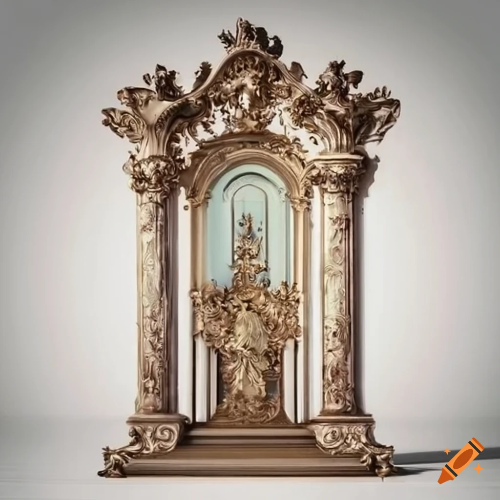 Rococo interior with grand altar and pillars on Craiyon