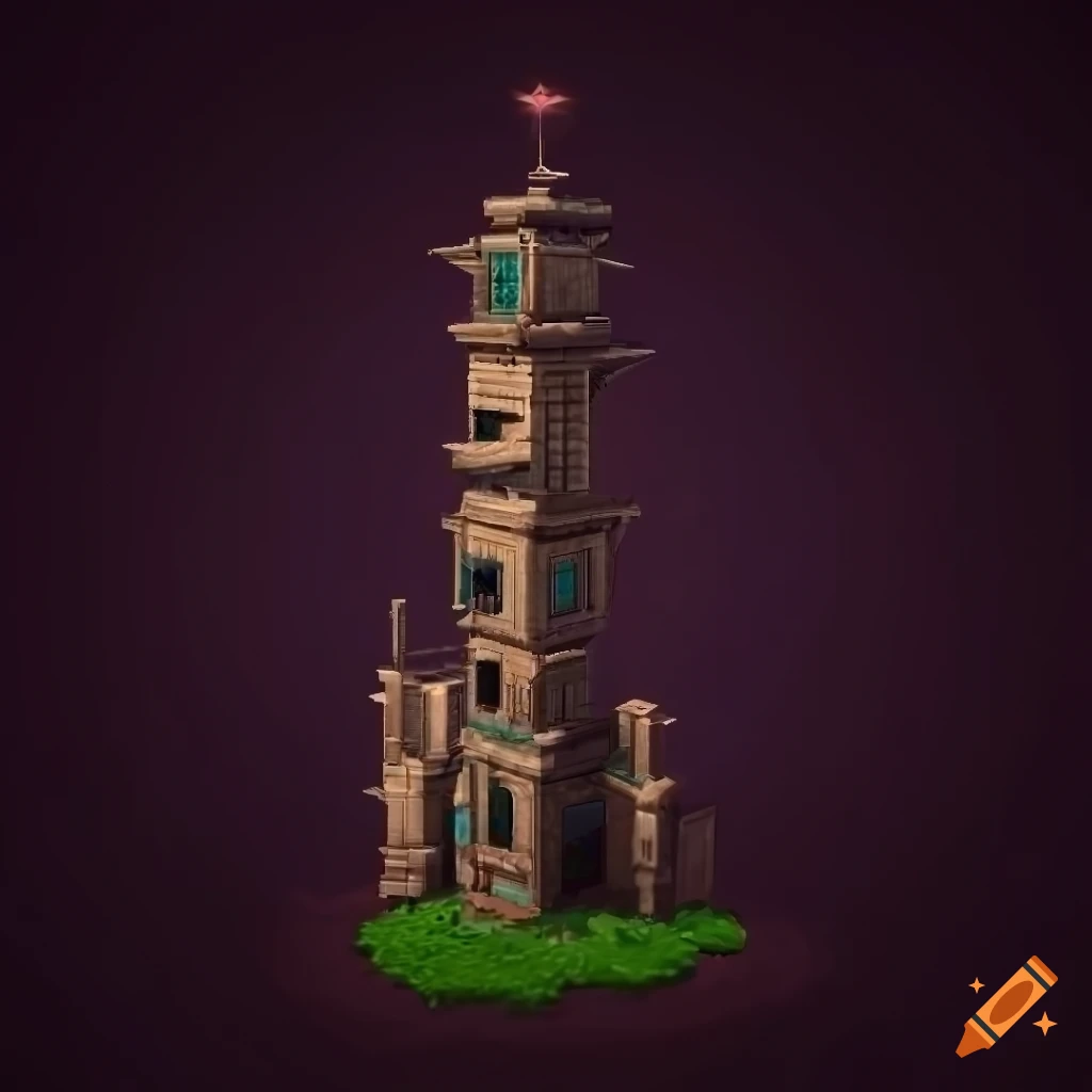 Picture of a unique and eclectic tower on Craiyon