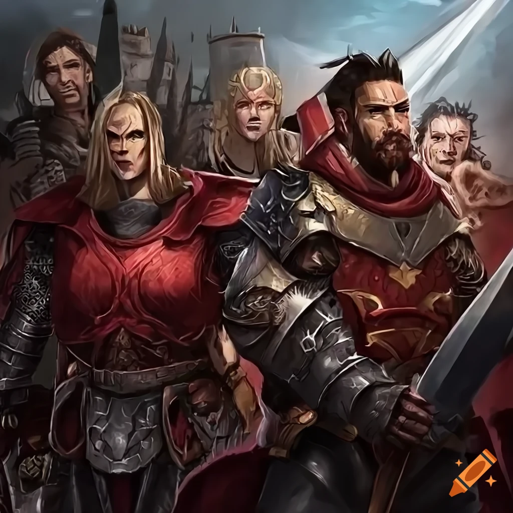 HD image of knights attacking a castle in a fantasy setting on Craiyon