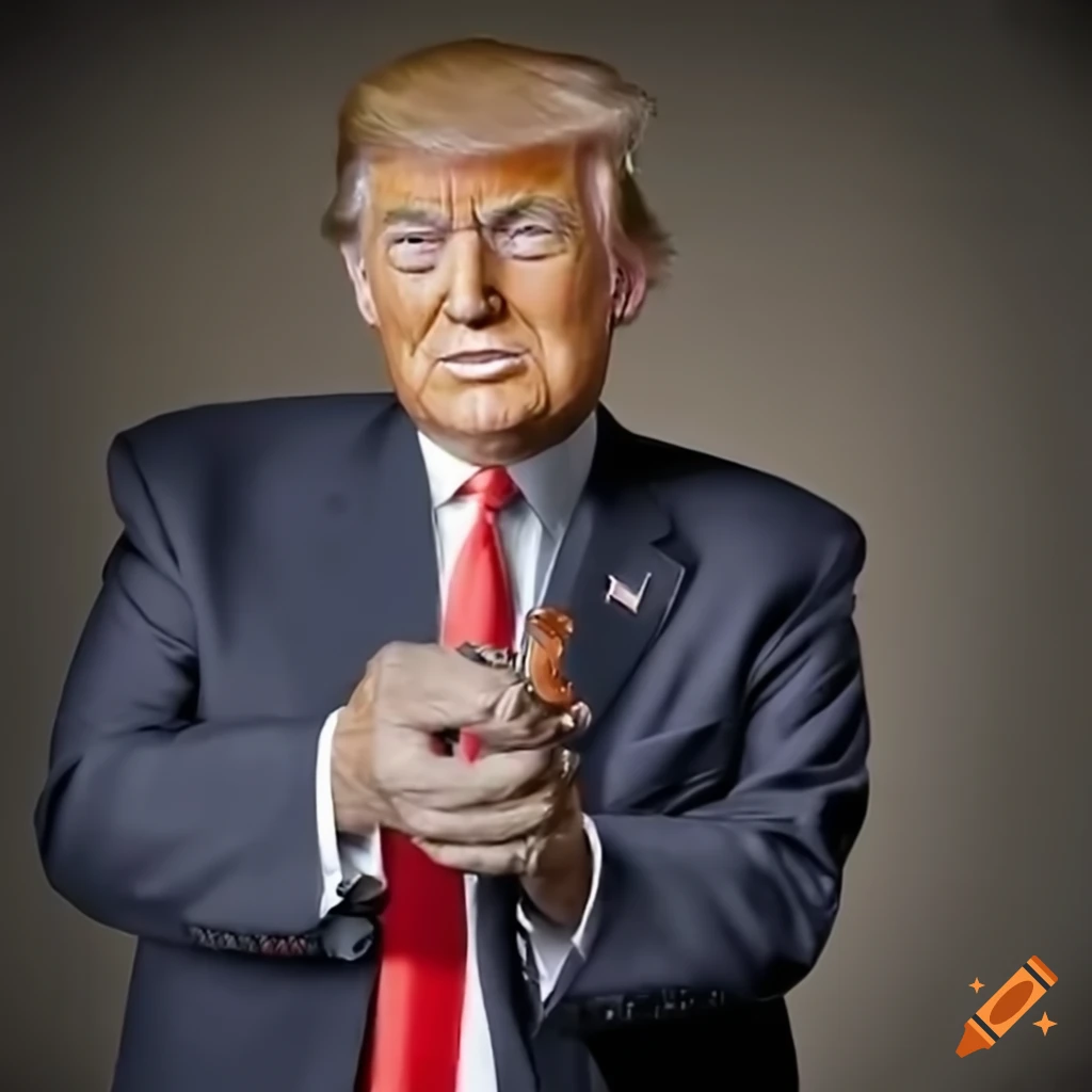 Satirical image of Donald Trump with a lock on his head and a key on ...