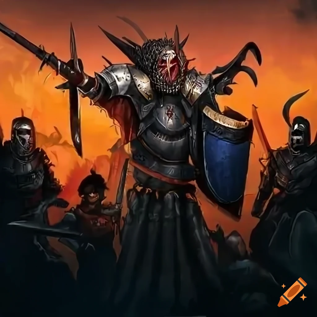 HD image of knights fighting on a battlefield on Craiyon