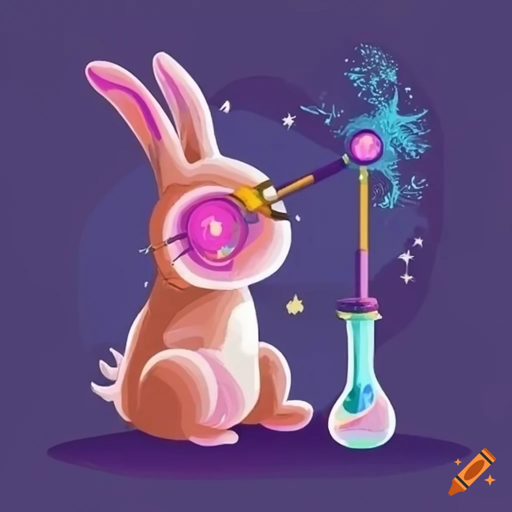 Nestle quick bunny, working in a laboratory on Craiyon