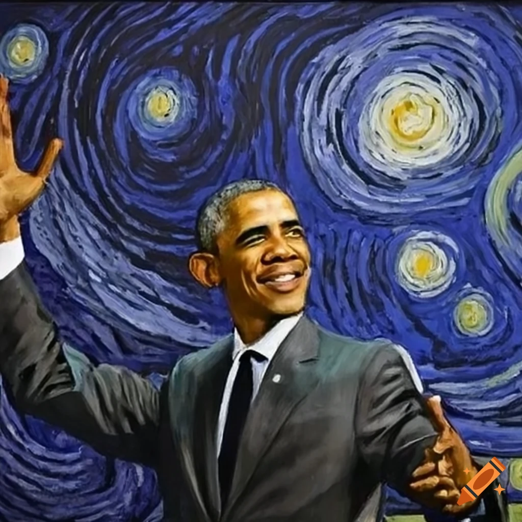 Portrait of obama with a starry night background