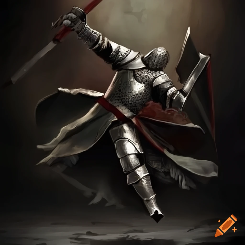 Illustration of a falling knight on Craiyon