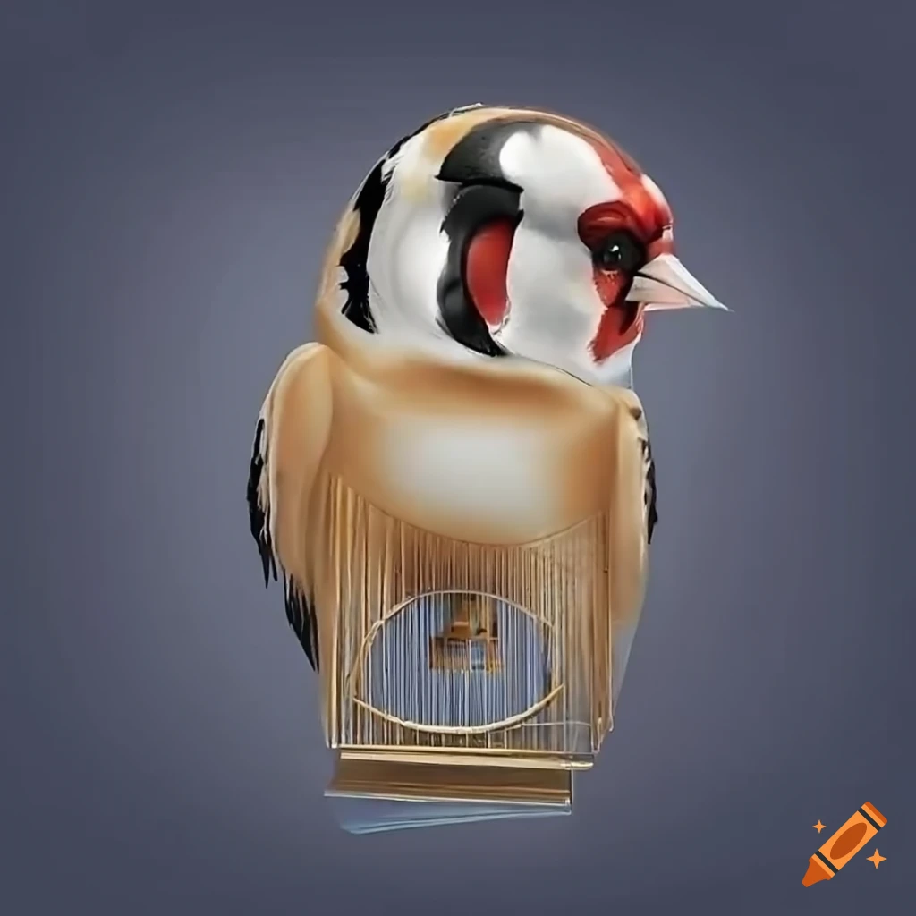 European goldfinch in a cage on Craiyon