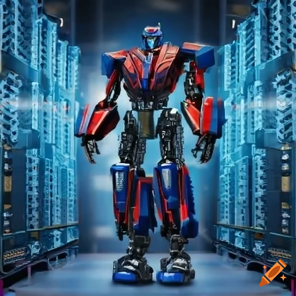 Autobot transformer in a server room on Craiyon