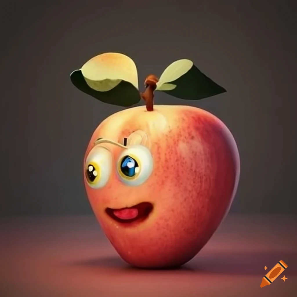 Cartoon illustration of a happy apple