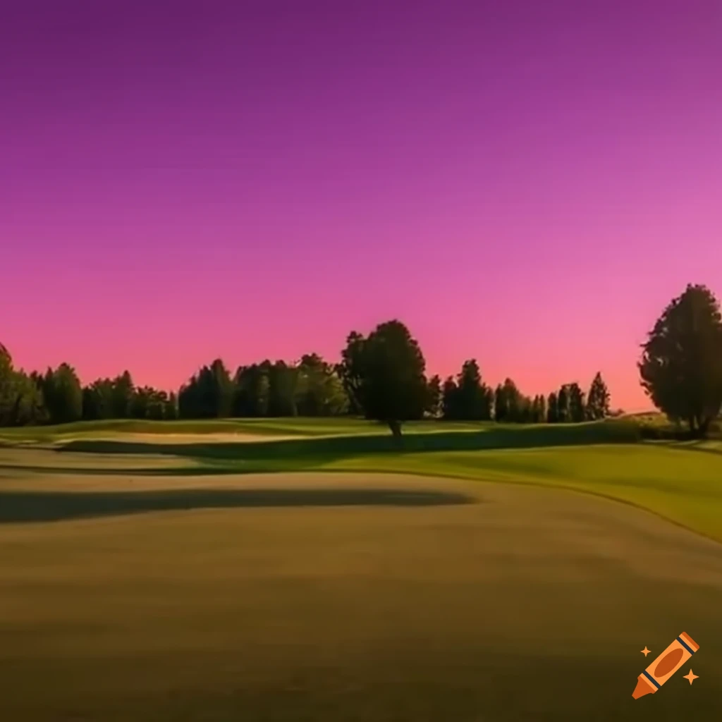 Image of a golfer playing on a pink golf course on Craiyon