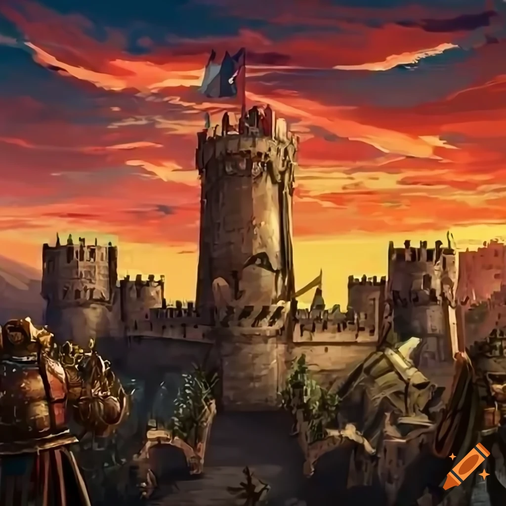 Epic battle of human knights attacking a castle on Craiyon