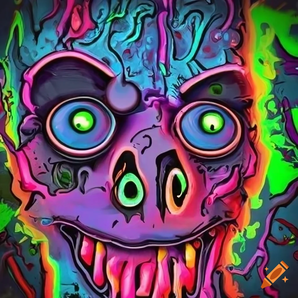 Unique colorful illustrated zombie character