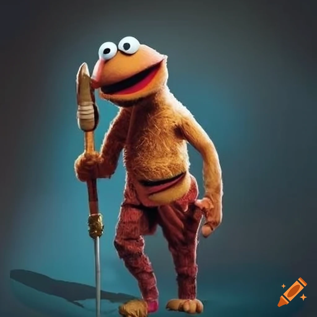 Muppet in red hat with battle axes in hands on Craiyon