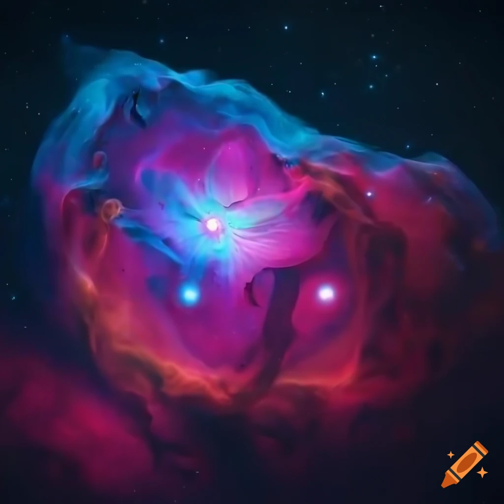 Cosmic nebula resembling a lily flower in the universe on Craiyon
