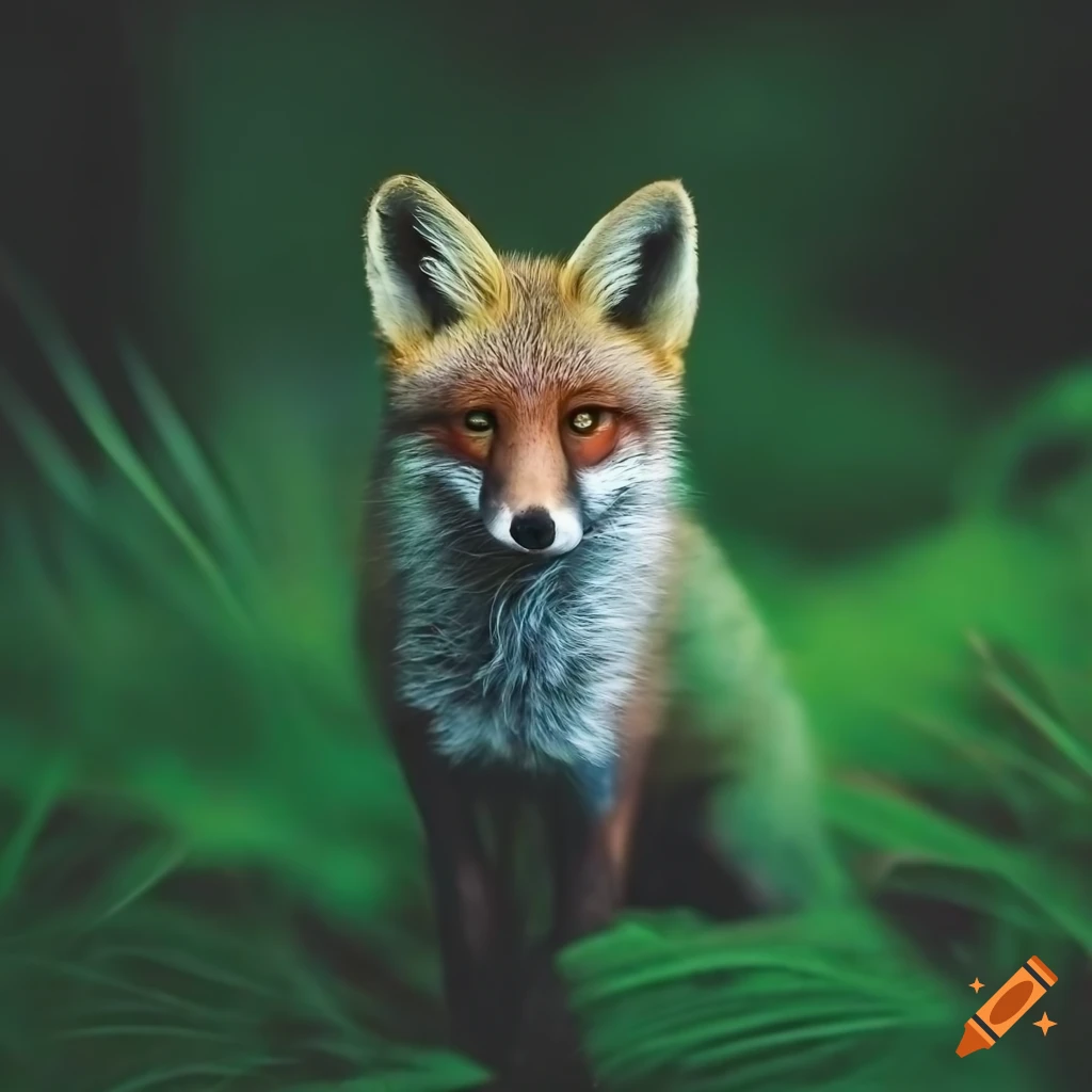 Colorful autumn fox in the forest on Craiyon