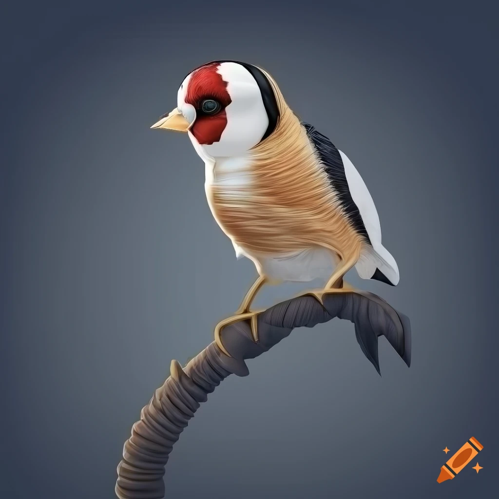 European goldfinch bird with yellow golden wings on Craiyon