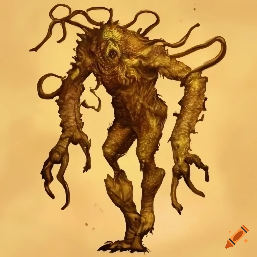 Golden eldritch monster on Craiyon