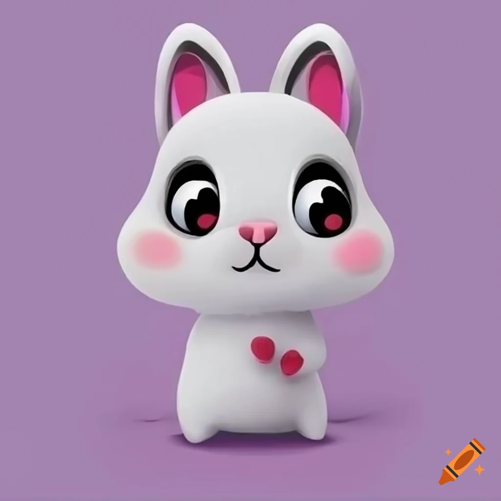 Cute 3d pink and red valentine spotted rabbit character design with ...