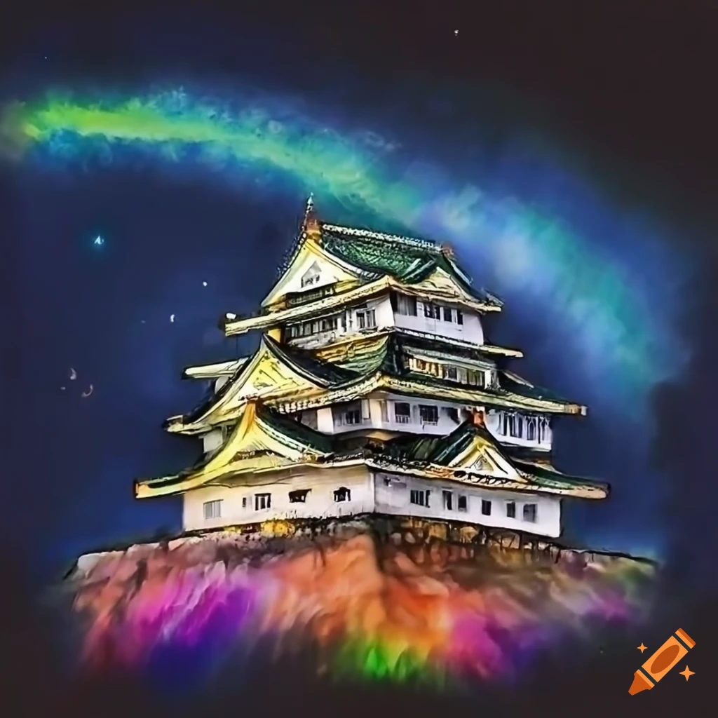 Fusion of japanese and gothic architecture in a castle on Craiyon
