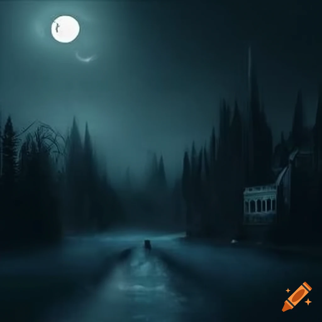 Gloomy night scene on Craiyon