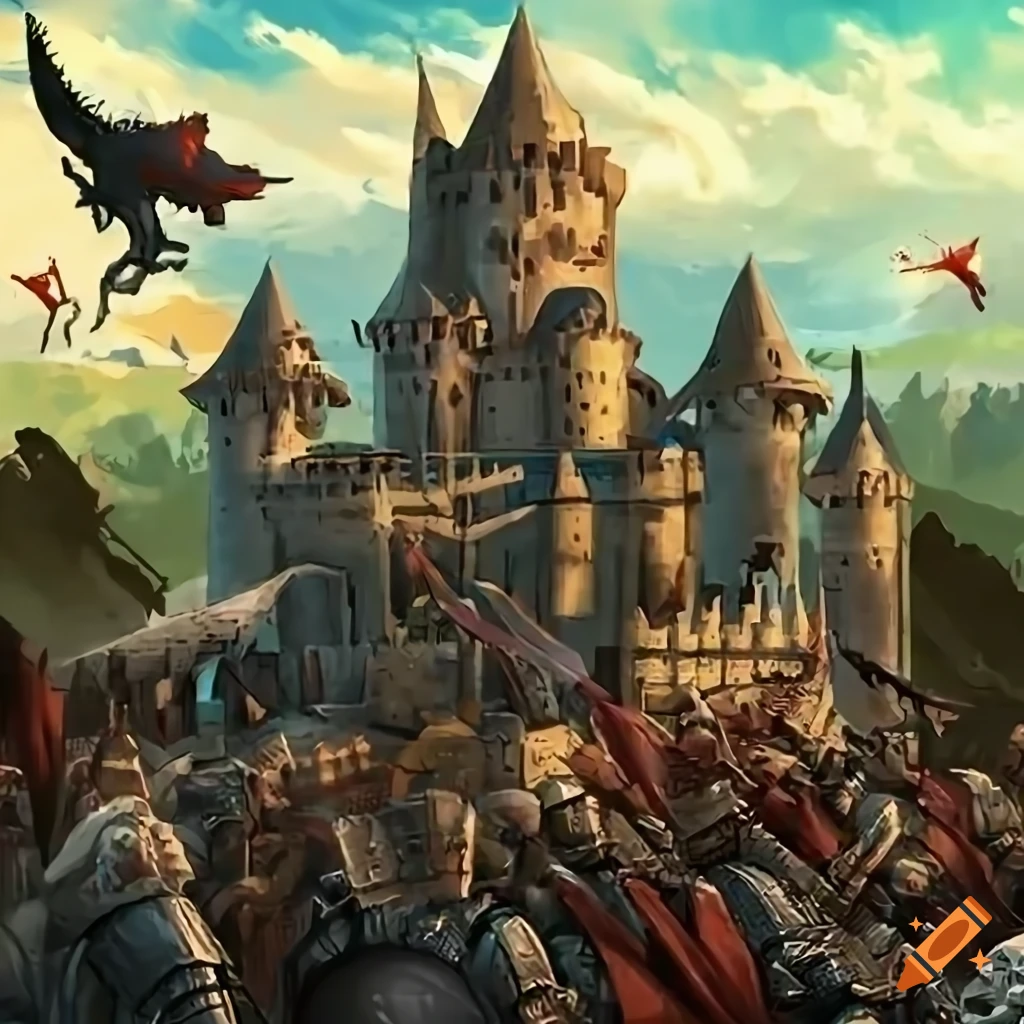 HD image of knights besieging a castle on Craiyon
