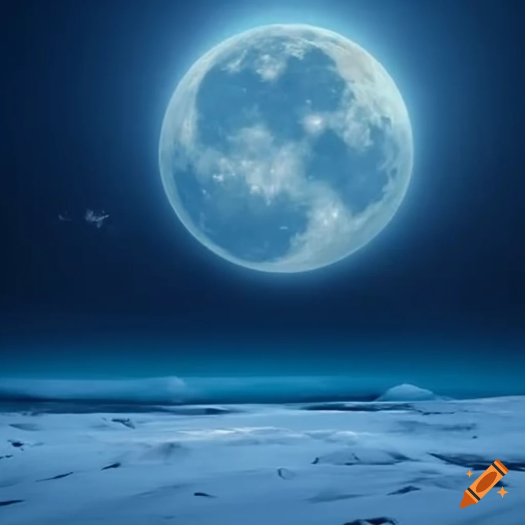 Paisagem com gelo e a lua ao fundo on Craiyon