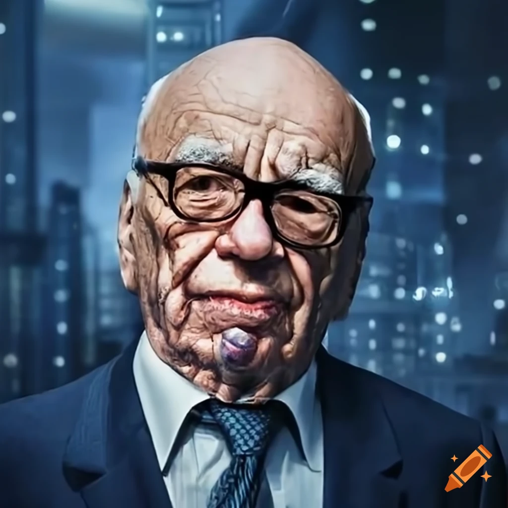 Satirical depiction of rupert murdoch watching fox news on Craiyon