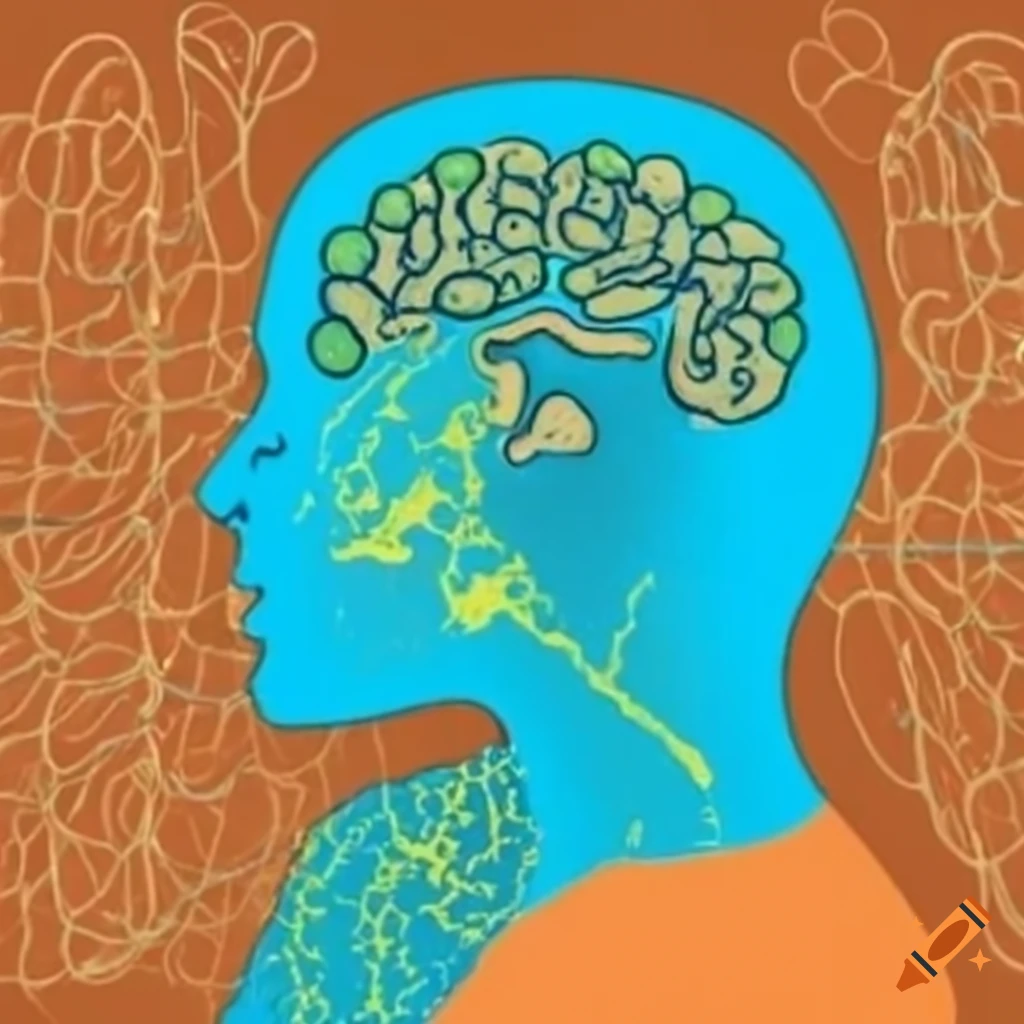 Ilustration of human genetics in green, blue, and orange