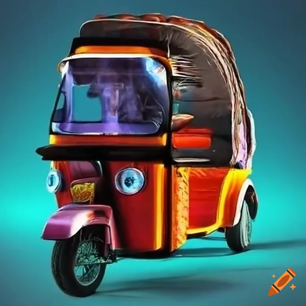 A stylish and modern bajaj re cng auto-rickshaw on Craiyon