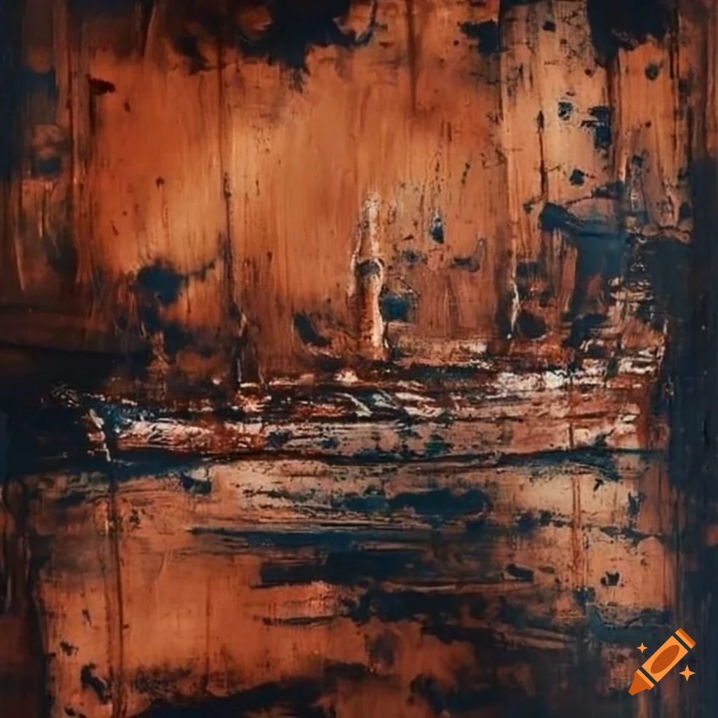 Abstract landscape painting of a tin mine by bryan wynter on Craiyon