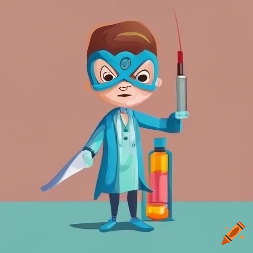 Cute cartoon illustrations of medtech superheroes on Craiyon