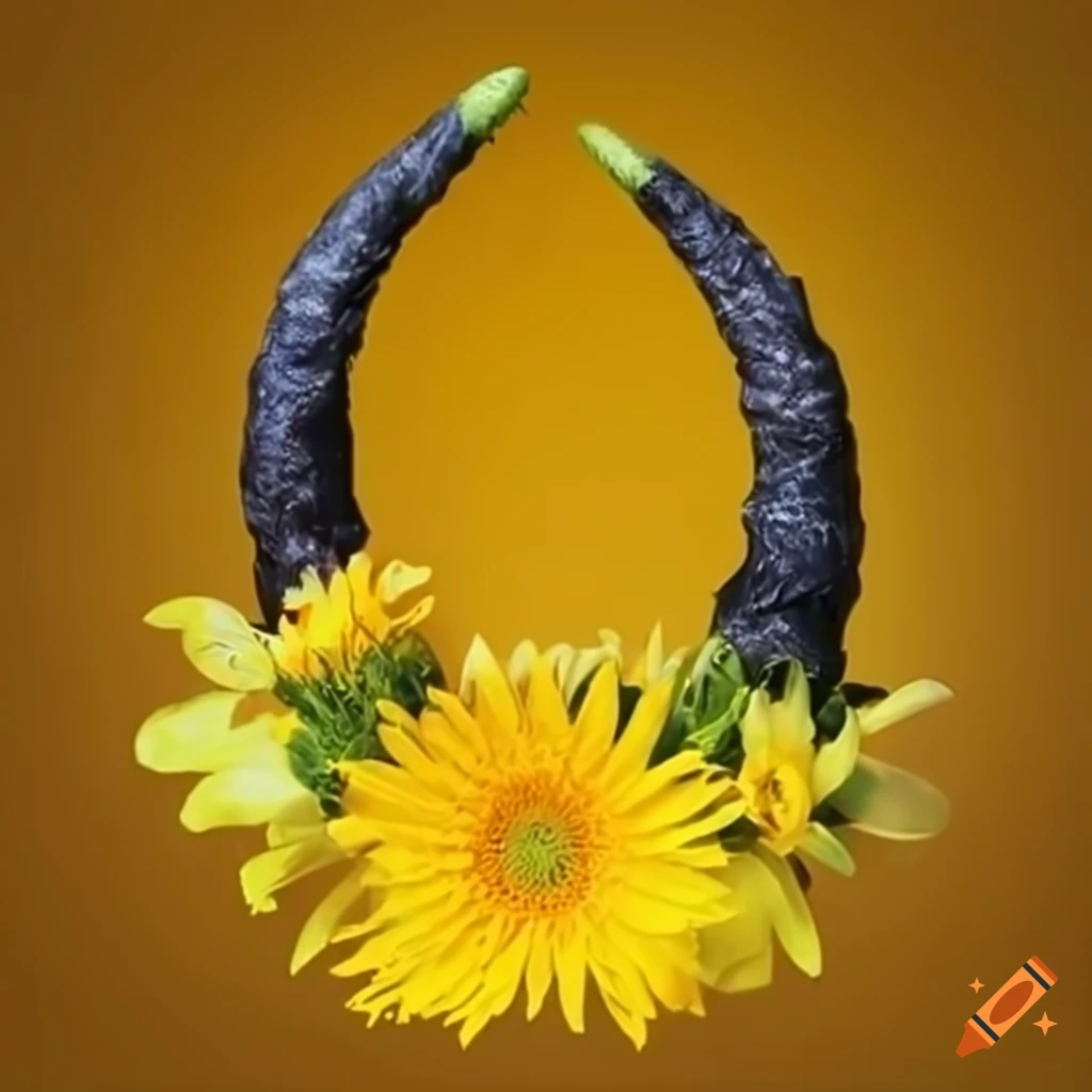 Yellow flower arrangement with horns on Craiyon