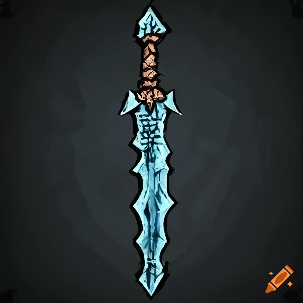 Ornate ice sword in fantasy artwork style on Craiyon