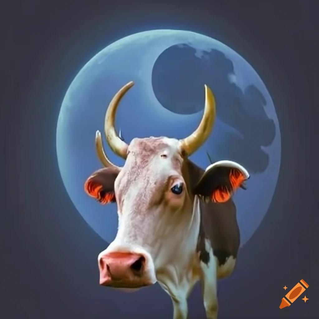 Cow standing on the moon