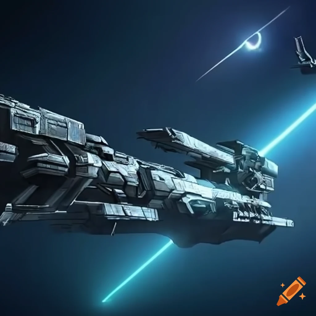 Image of a spaceship battle on Craiyon