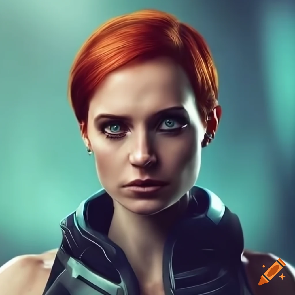 Futuristic depiction of a strong woman on a space station on Craiyon