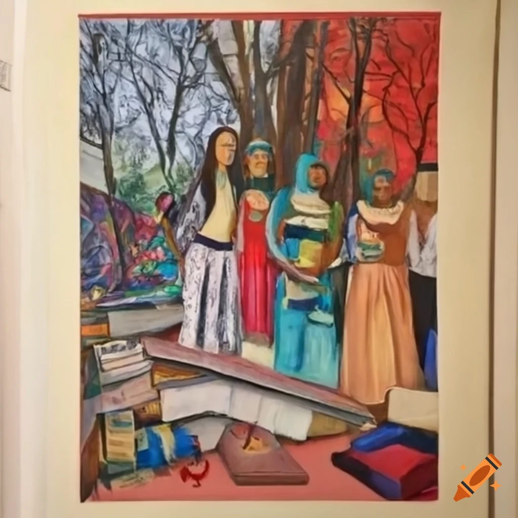 Painting depicting the influence of books on responsible citizens