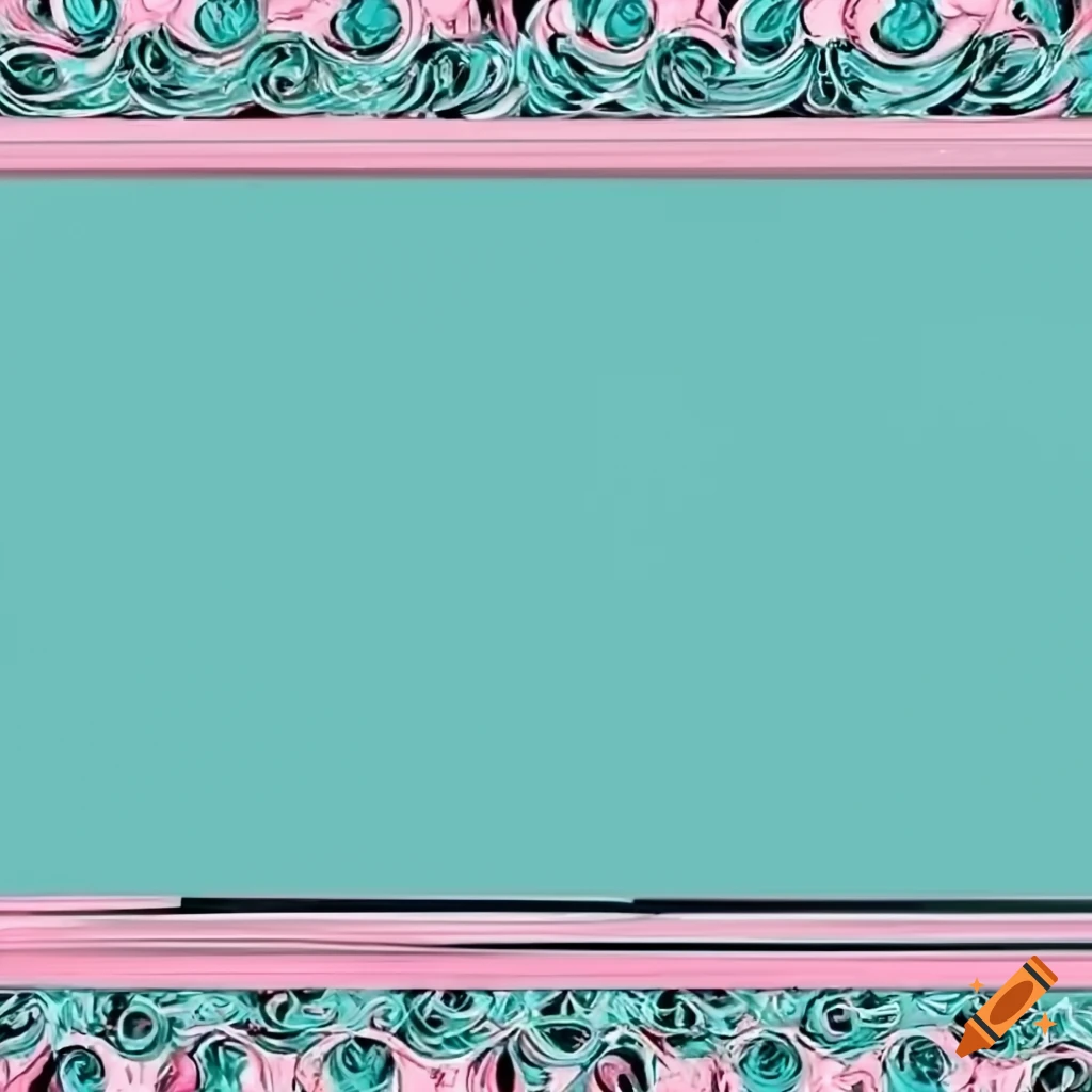 Pink and turquoise ornamented horizontal line divider on white ...
