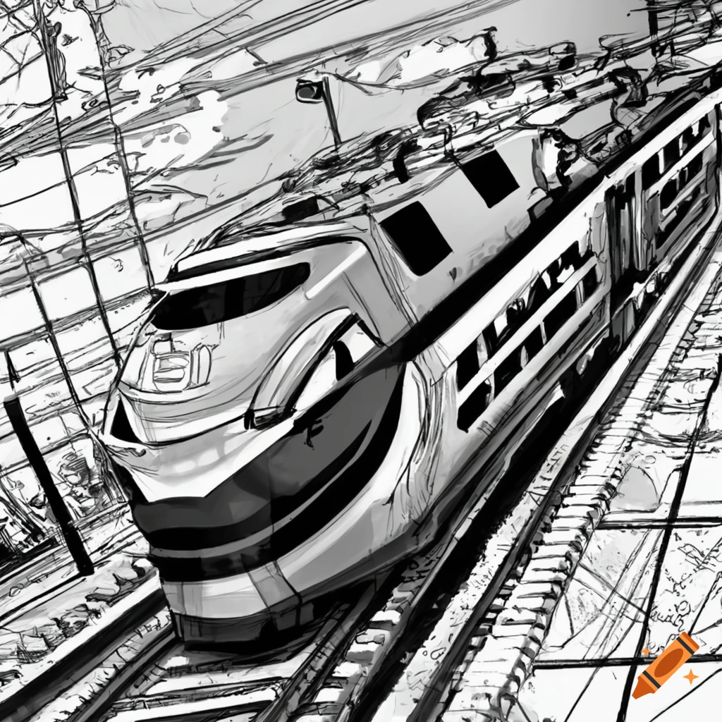 Black and white space train on Craiyon