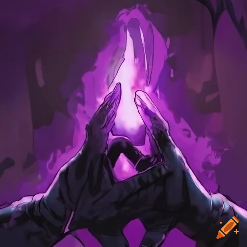 Artwork of two purple hands representing energy on Craiyon