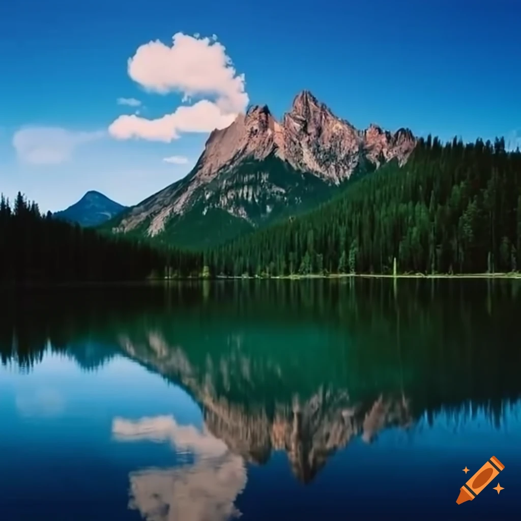 Mountain lake scenery on Craiyon