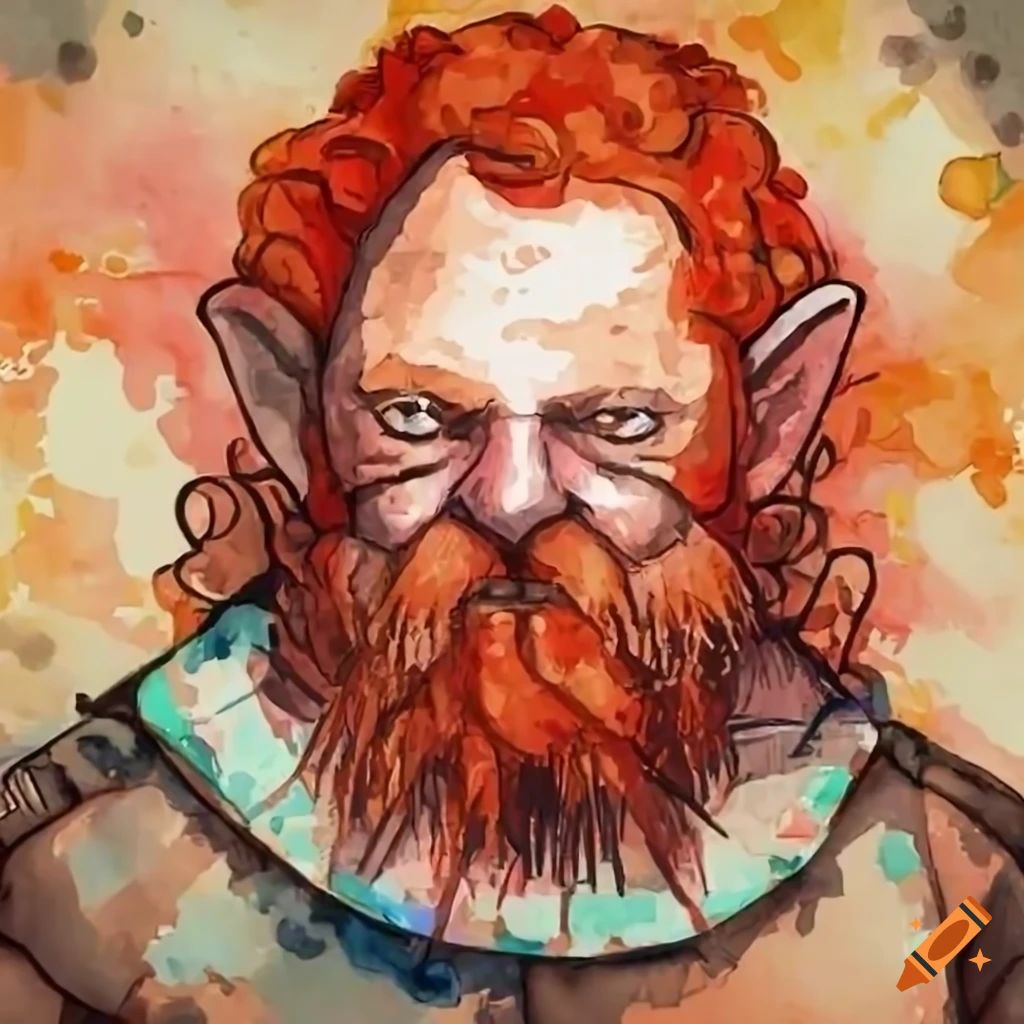 Dwarf character with red hair and beard in disco elysium theme on Craiyon