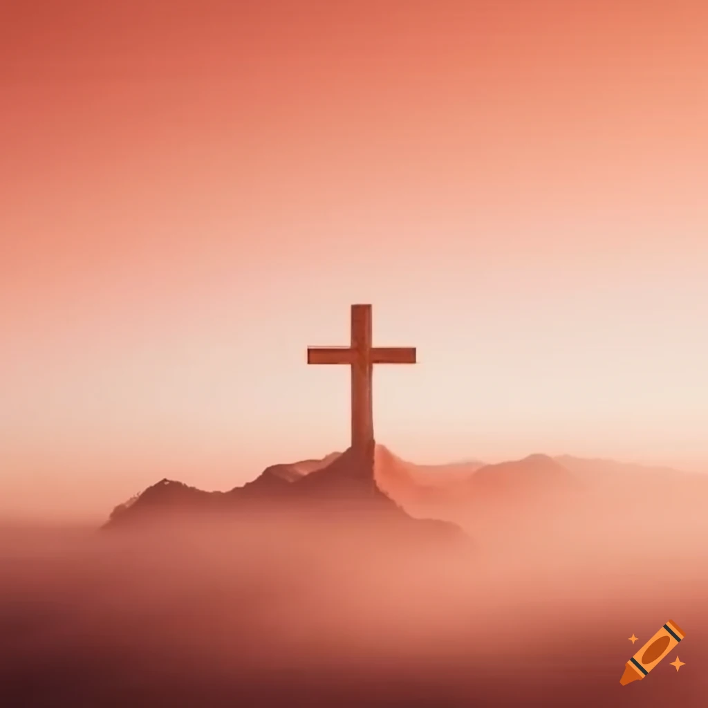 Landscape with a cross on a mountain on Craiyon