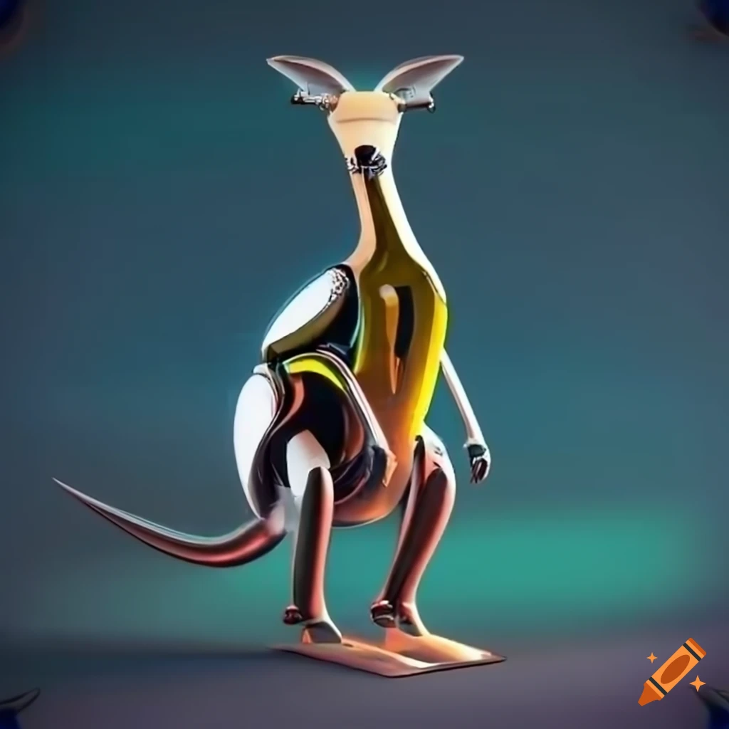 Impressive futuristic robotic kangaroo in a modern cityscape on Craiyon