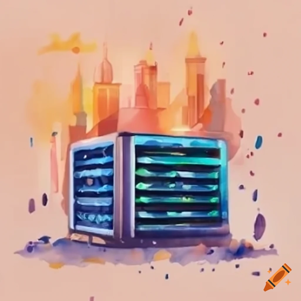 Illustration of a modern server on Craiyon