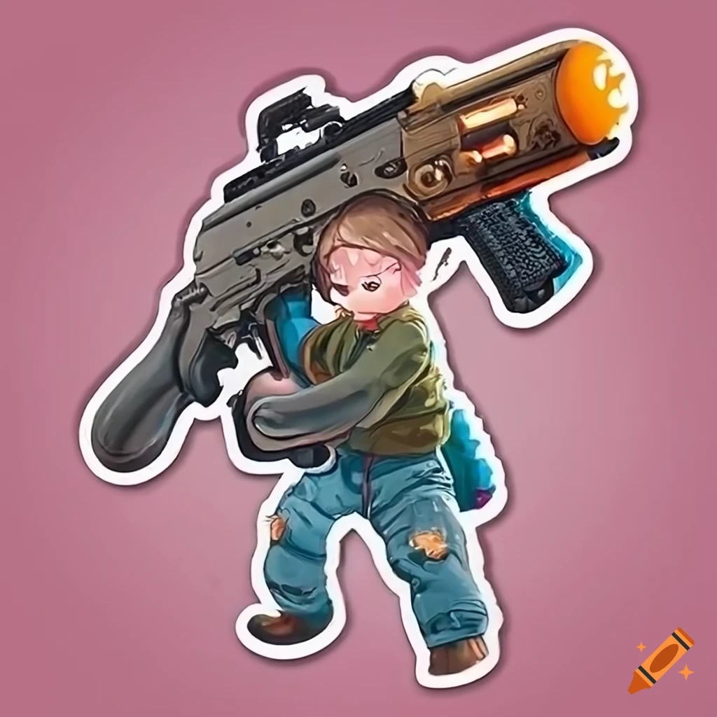 Highly detailed cute gun toy stickers