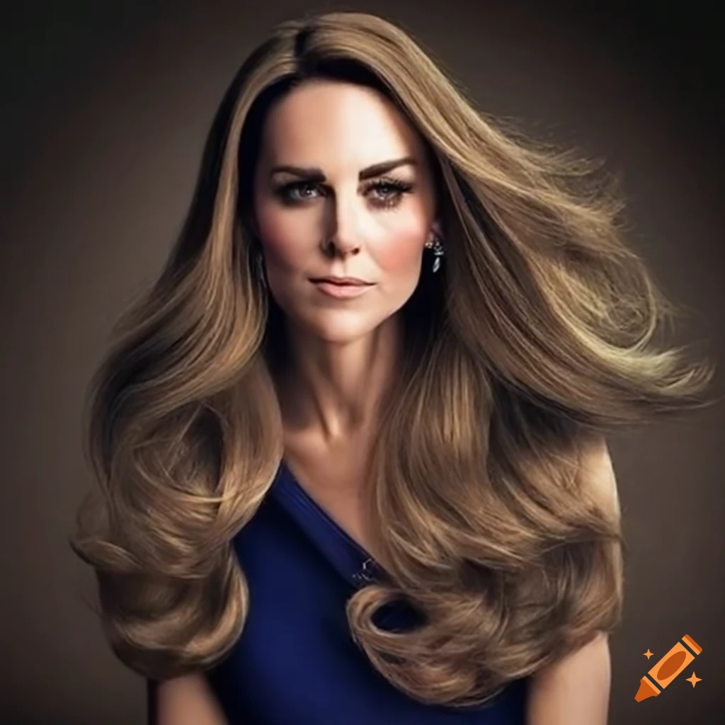 Kate middleton styling head with long hair on a table