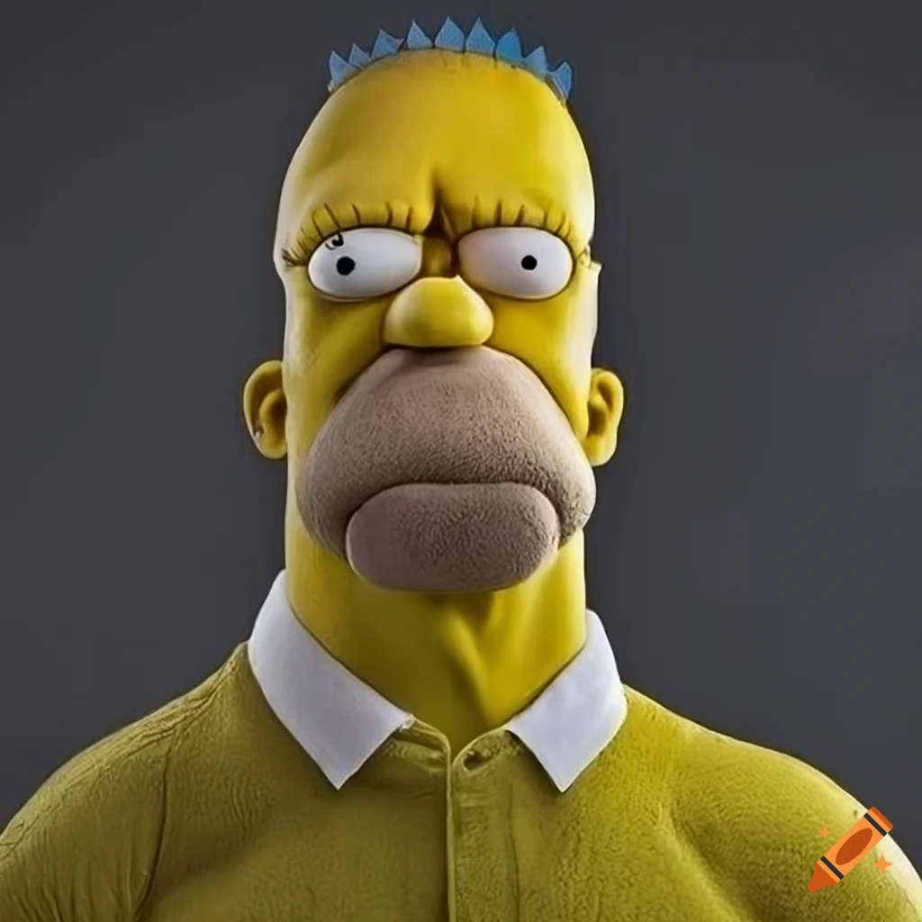 Realistic portrait of yellow Homer Simpson on Craiyon