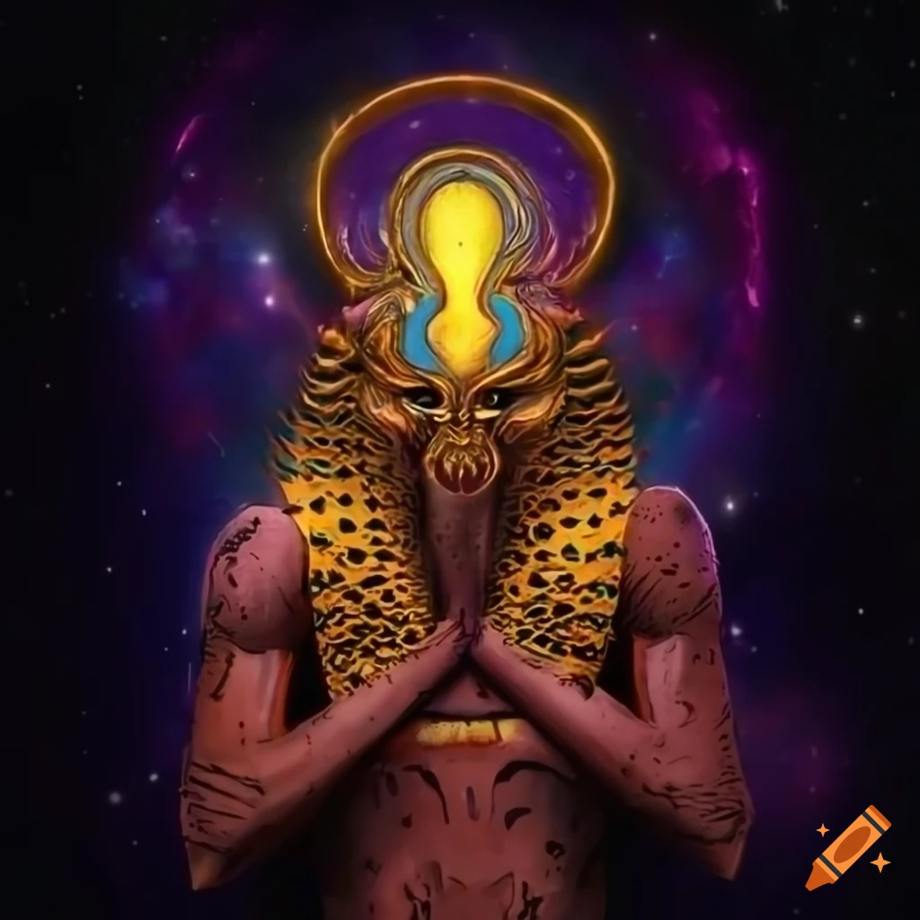 Cyberpunk artwork of angry thoth fighting in space on Craiyon