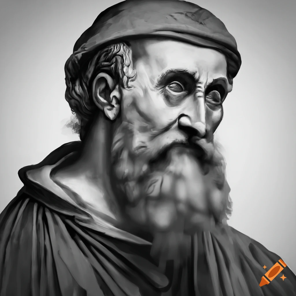 Black and white portrait of epictetus on Craiyon