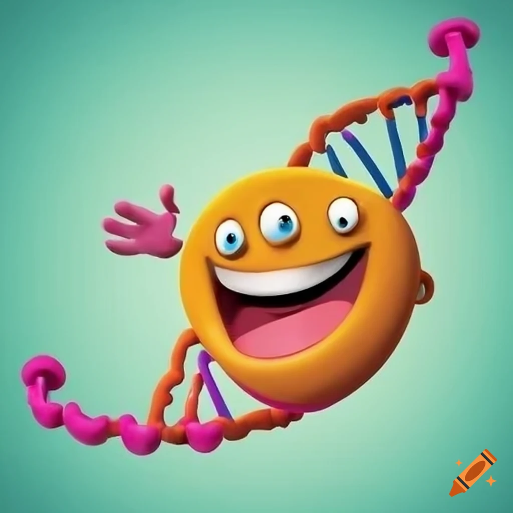 Cartoon image of a happy dna chain